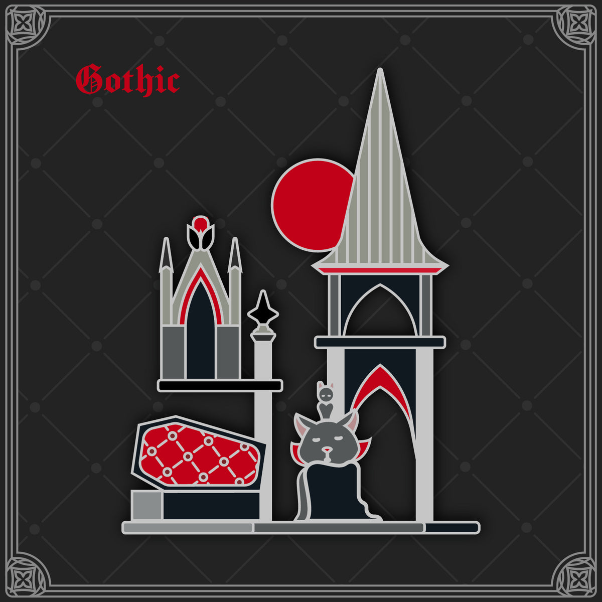 Gothic - Metal Enameled Pin – Happy & Polly