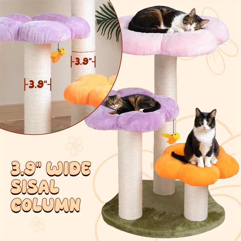 Three Flower Cat Tree – Happy & Polly