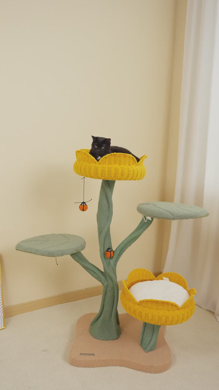 Yellow Tulip Cat Tree – Happy & Polly