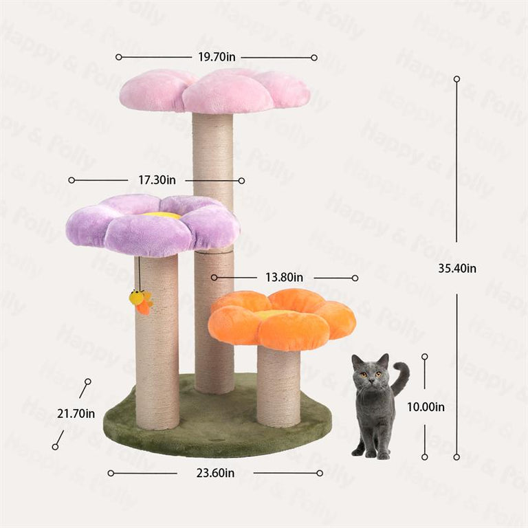 Three Flower Cat Tree – Happy & Polly