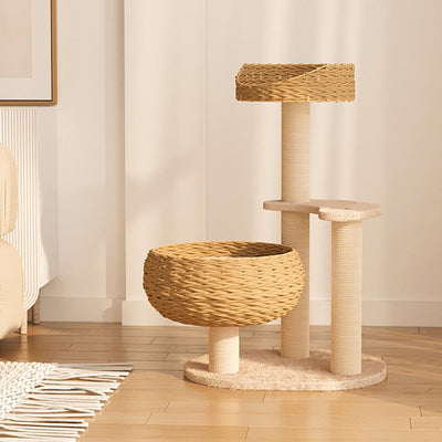 Sleeping in the Bowl Cat Tree – Happy & Polly